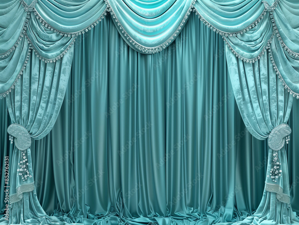 Regal stage show aqua blue drapes dramatic backdrop royal party ...