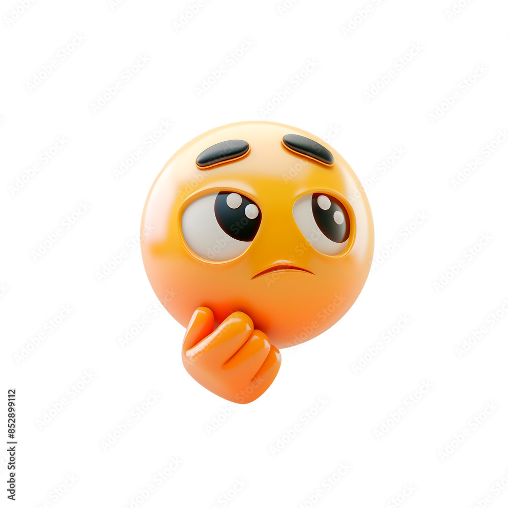 isolated 3d emoji thinking face on plain background thoughts emoticons ...