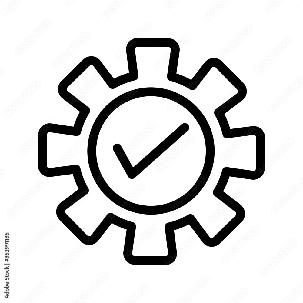 Pengaturan mengisolasi ikon vektor datar. Simbol roda gigi. Alat atau ...