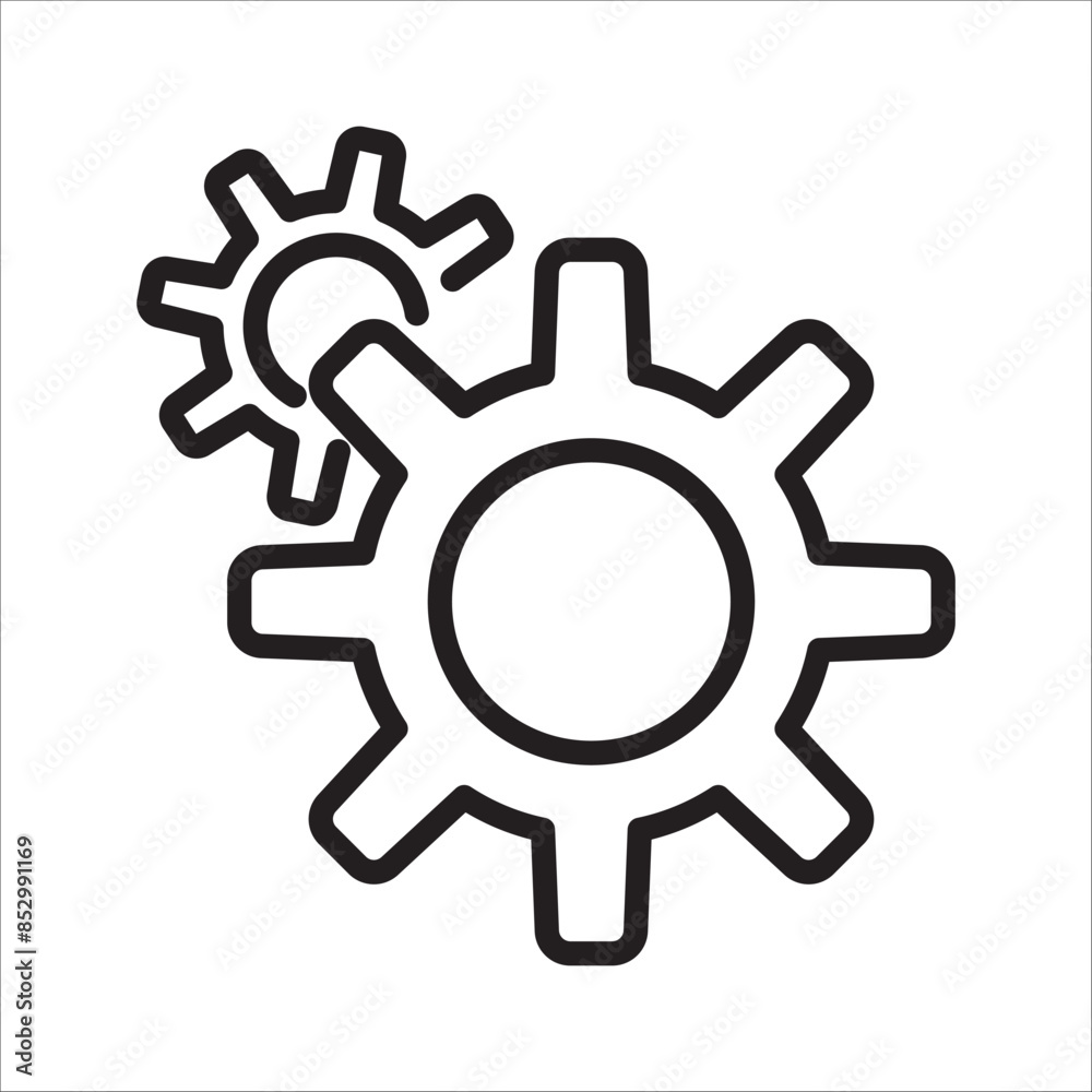 Pengaturan mengisolasi ikon vektor datar. Simbol roda gigi. Alat atau ...