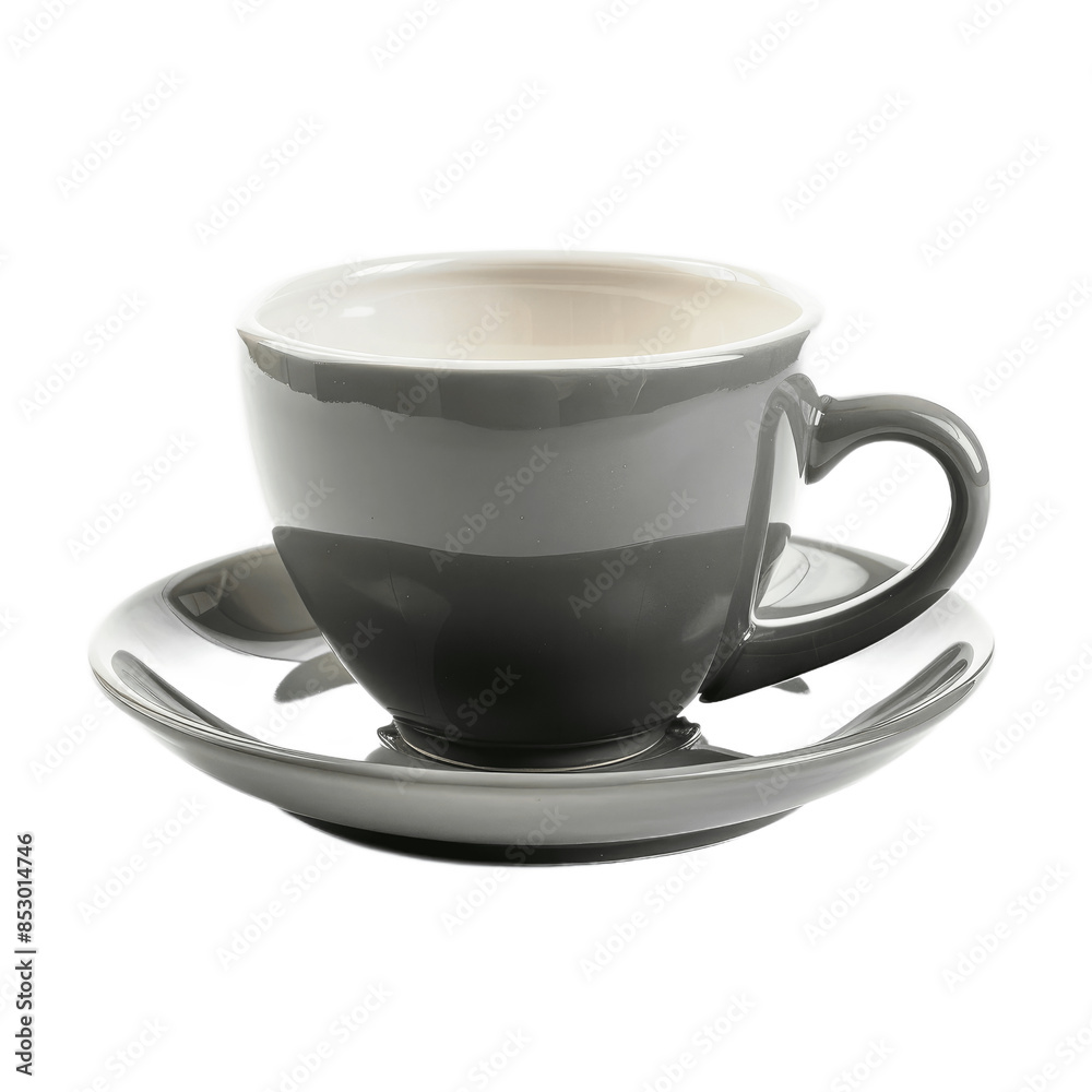 Grey cup and saucer isolated on transparent background PNG Stock ...