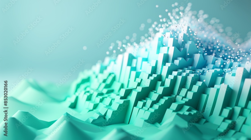 Big data mountain range, visualized in a futuristic style, vertical ...