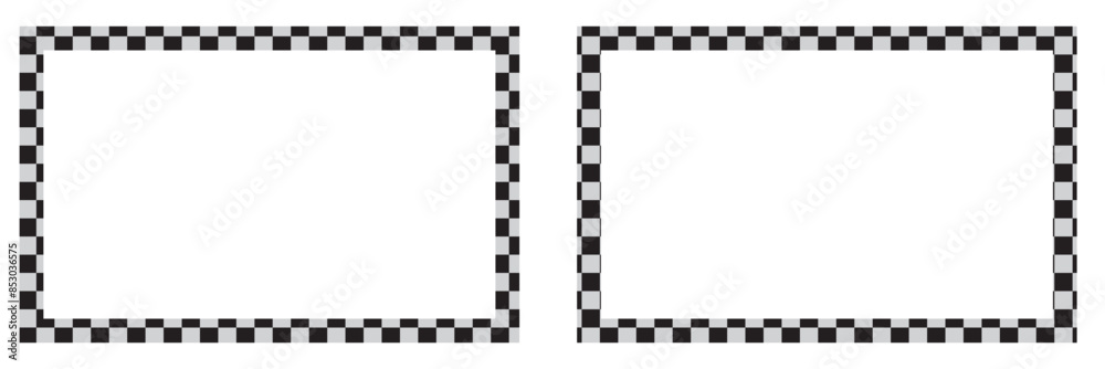 Checkered circle frame. Circle frame with checkerboard geometric pattern. Round chess border ...