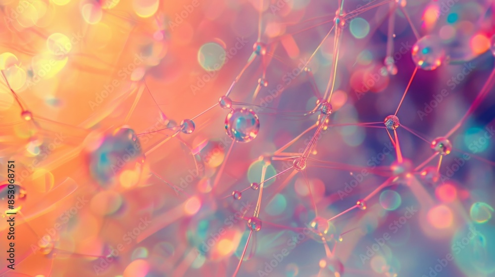 Soft, translucent lines connect with iridescent dots, creating a ...