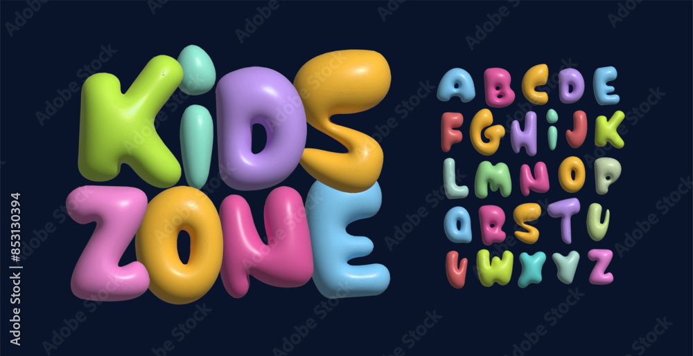Playful plasticine 3D alphabet, colorful chewing gum letters, joyful ...