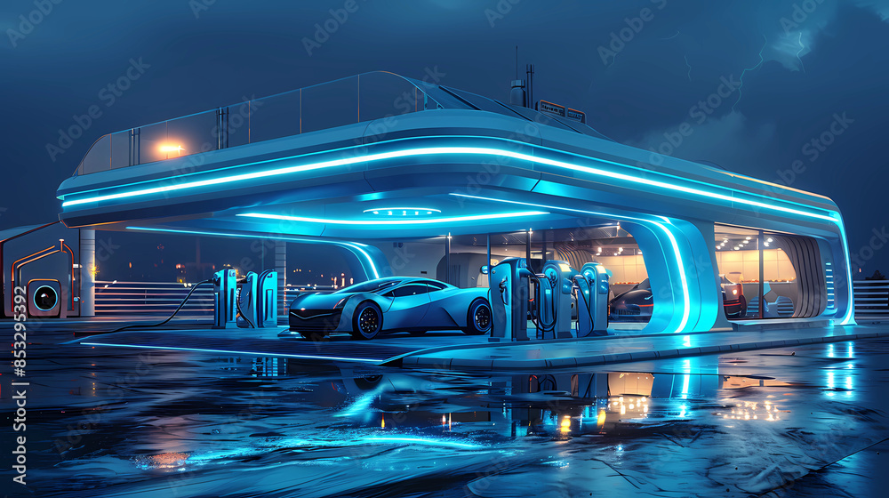 hydrogen use, Futuristic Hydrogen Refueling Station, Green Energy ...