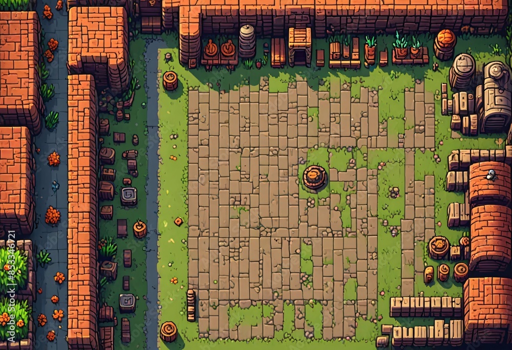 asset for a bit pixel platform mobile game,dirt grass wood tree bush ...