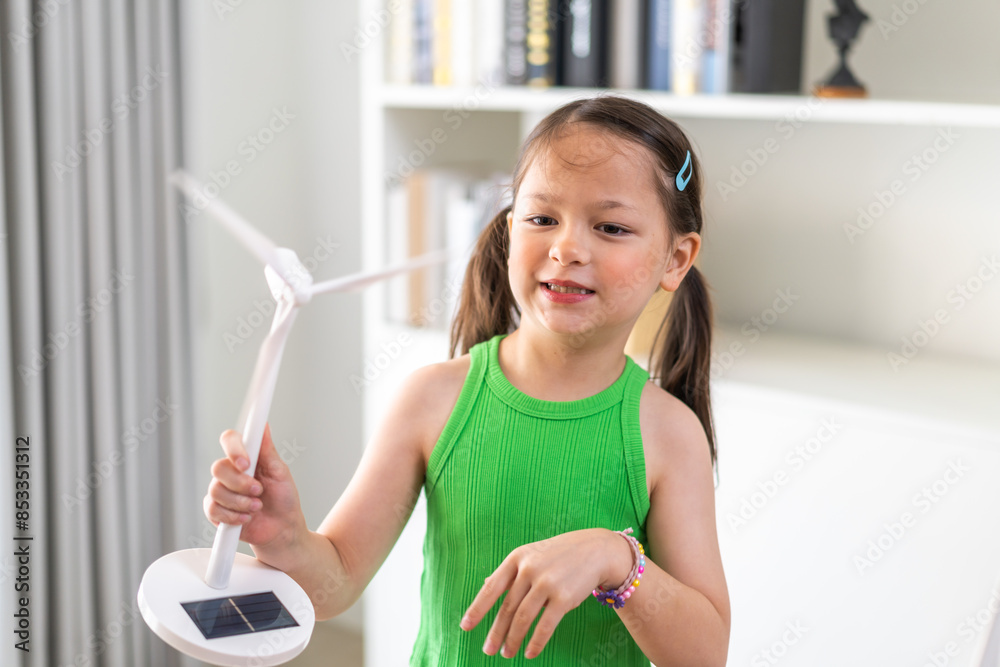 Portrait happy school children girl student having fun activity learn ...