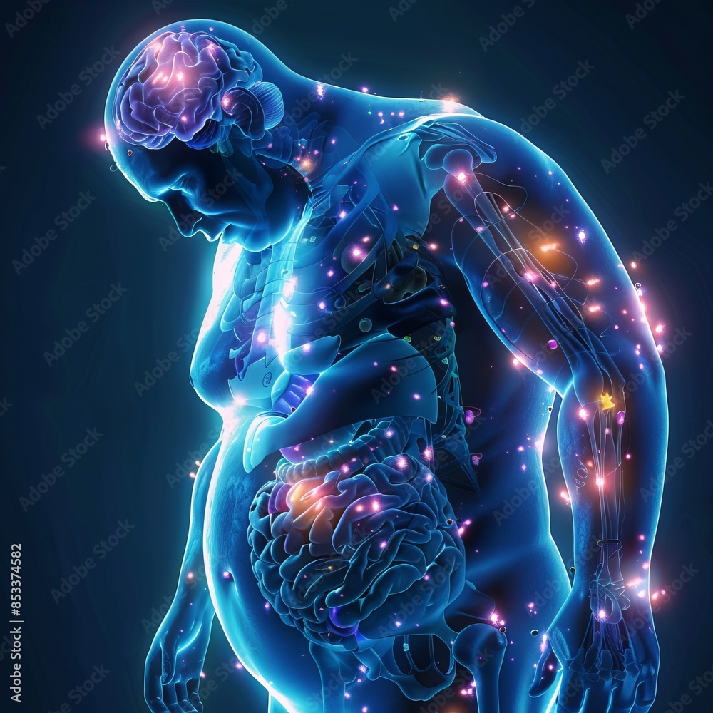 Human nervous system, in child silhouette. Network of nerves CNS and ...