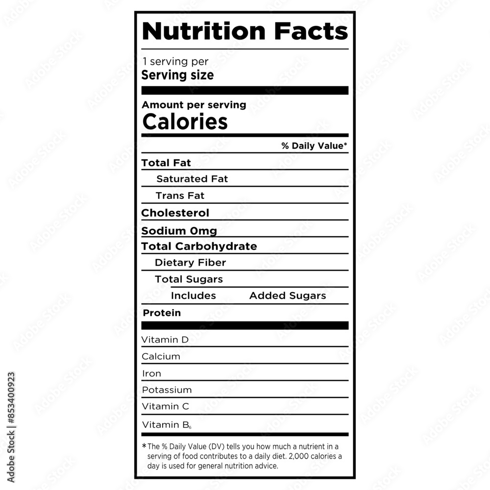 Nutrition Facts Empty Template Food Label Nutrition Label Nutrition ...
