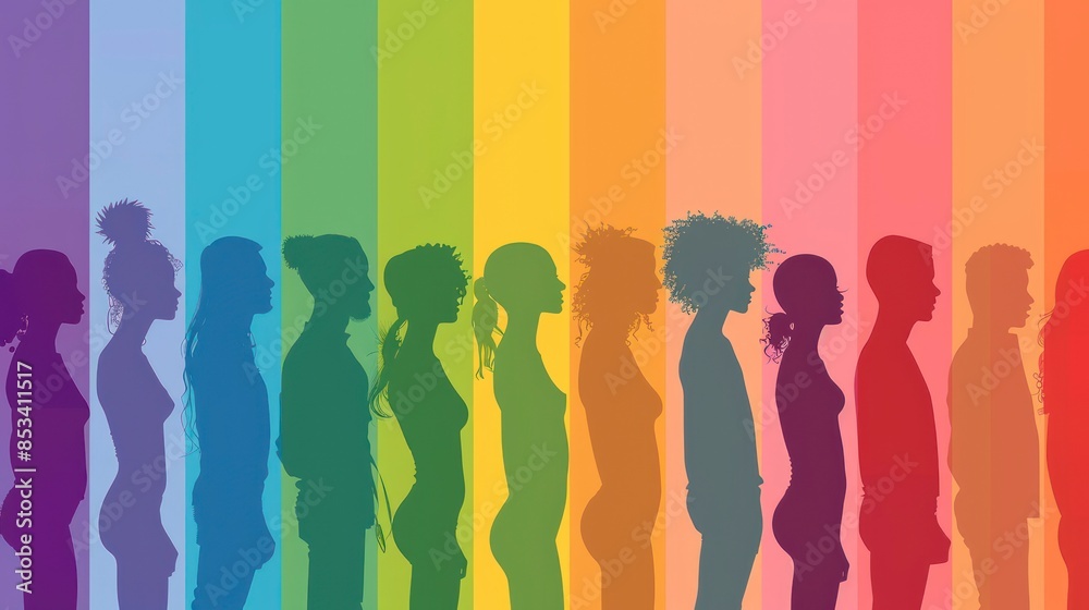 Random pose half body silhouettes in solid colors, emphasizing gender ...