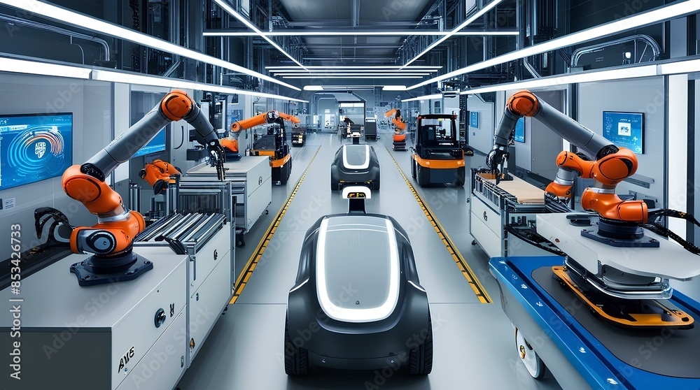 Symphony of Innovation, A dynamic and futuristic scene within a modern ...