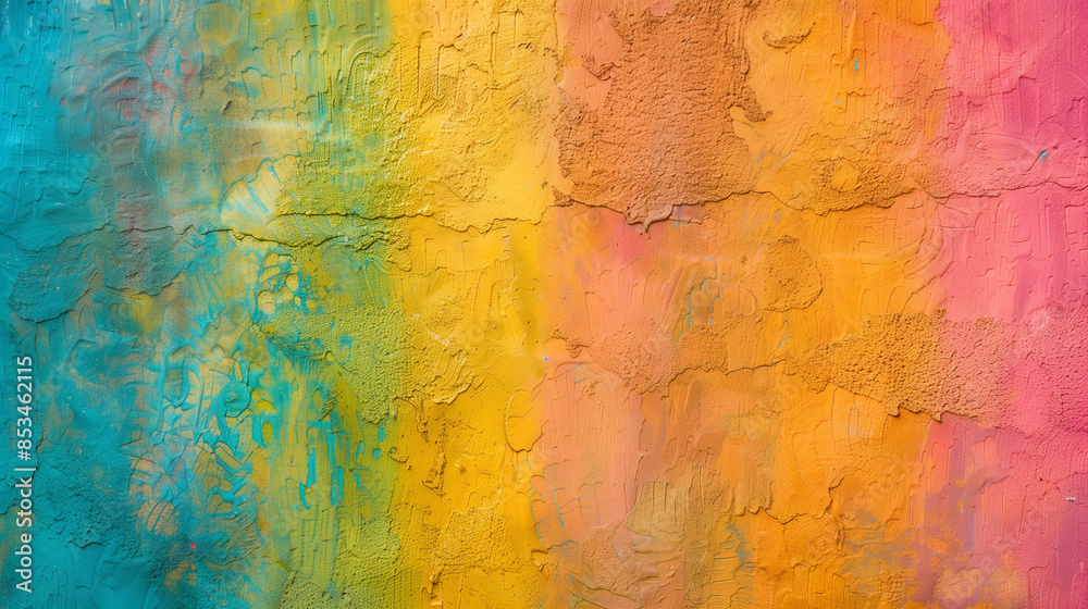 Rustic Textured Wall with Bold and Bright Color Washing Technique. Aged ...