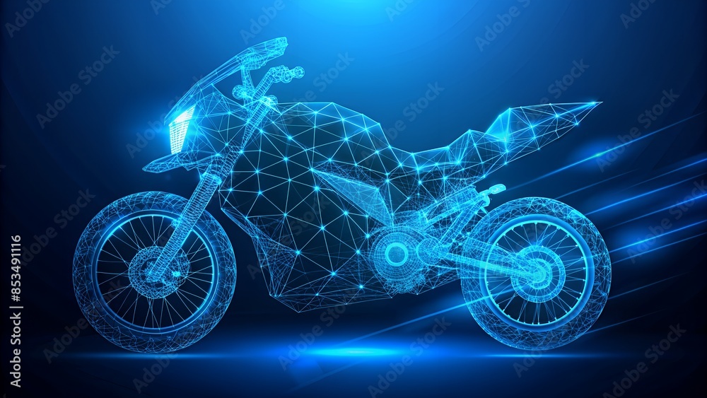 Abstract Blue Top View Motorcycle Motion in Polygons on Technology ...