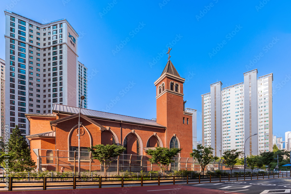 The beautiful Catholic church, designed with modern architecture and ...