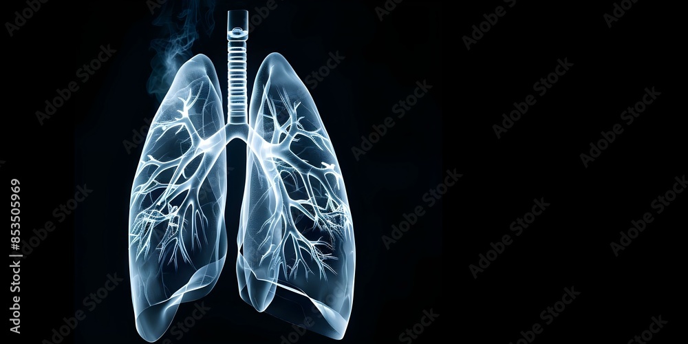 Ilustrace Illustration of Pulmonary Edema Effect on Breathing Lung with ...