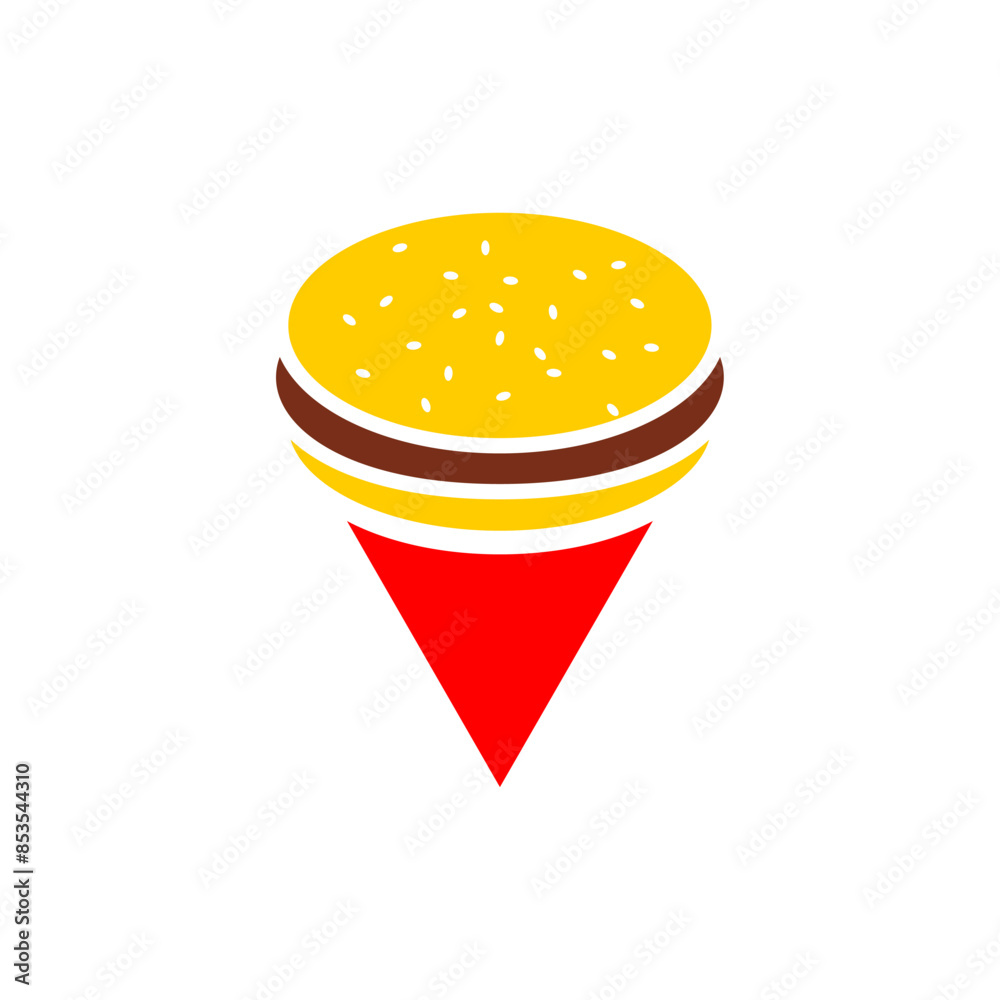 Burger location symbol of map. Fast food location sign of pin. Mark on ...