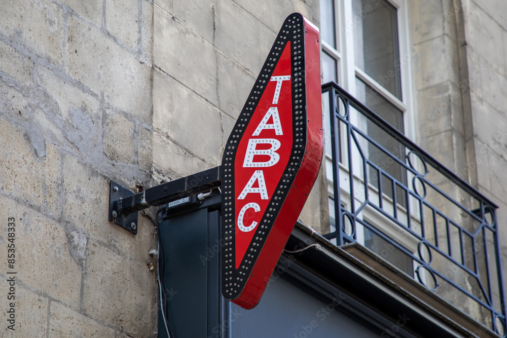 tabac French brand red shop tobacco sign with french white text france ...