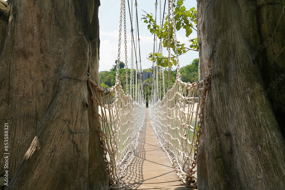 Palawan Beach on Sentosa Island in Singapore features a famous rope ...