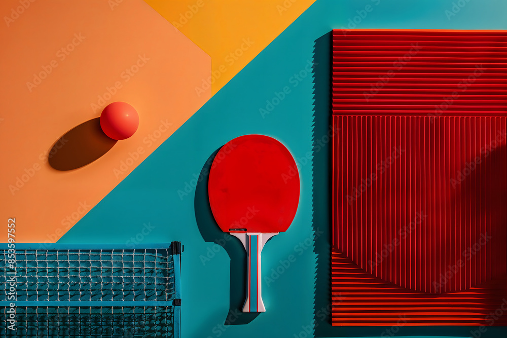 vibrant illustration of Ping Pong rackets and ball background. World ...