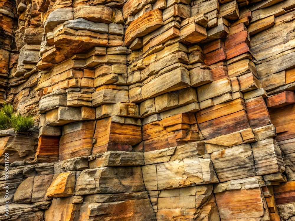 Sedimentary Rock Layers Form A Colorful Cliff Face In The Desert Stock ...