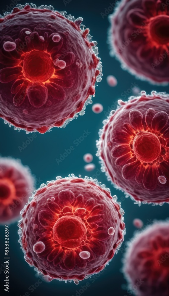 Microscopic view of red blood cells, highlighting their intricate ...