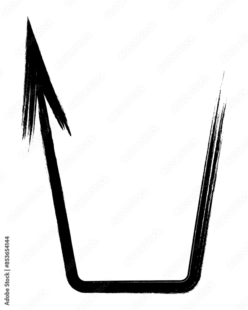 Arrow. Sketch. The black arrow is bent in a trapezoid shape to the left ...