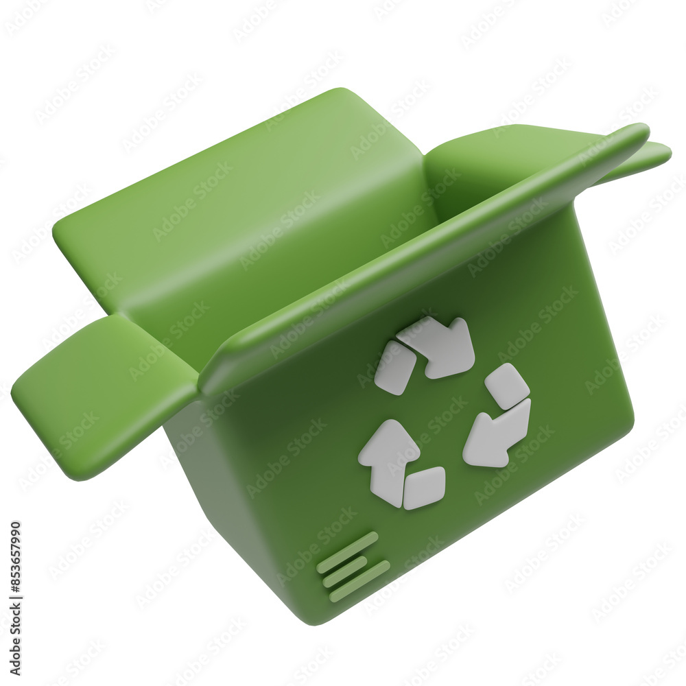 Recycling sign idea on green cardboard box An ecological system for ...