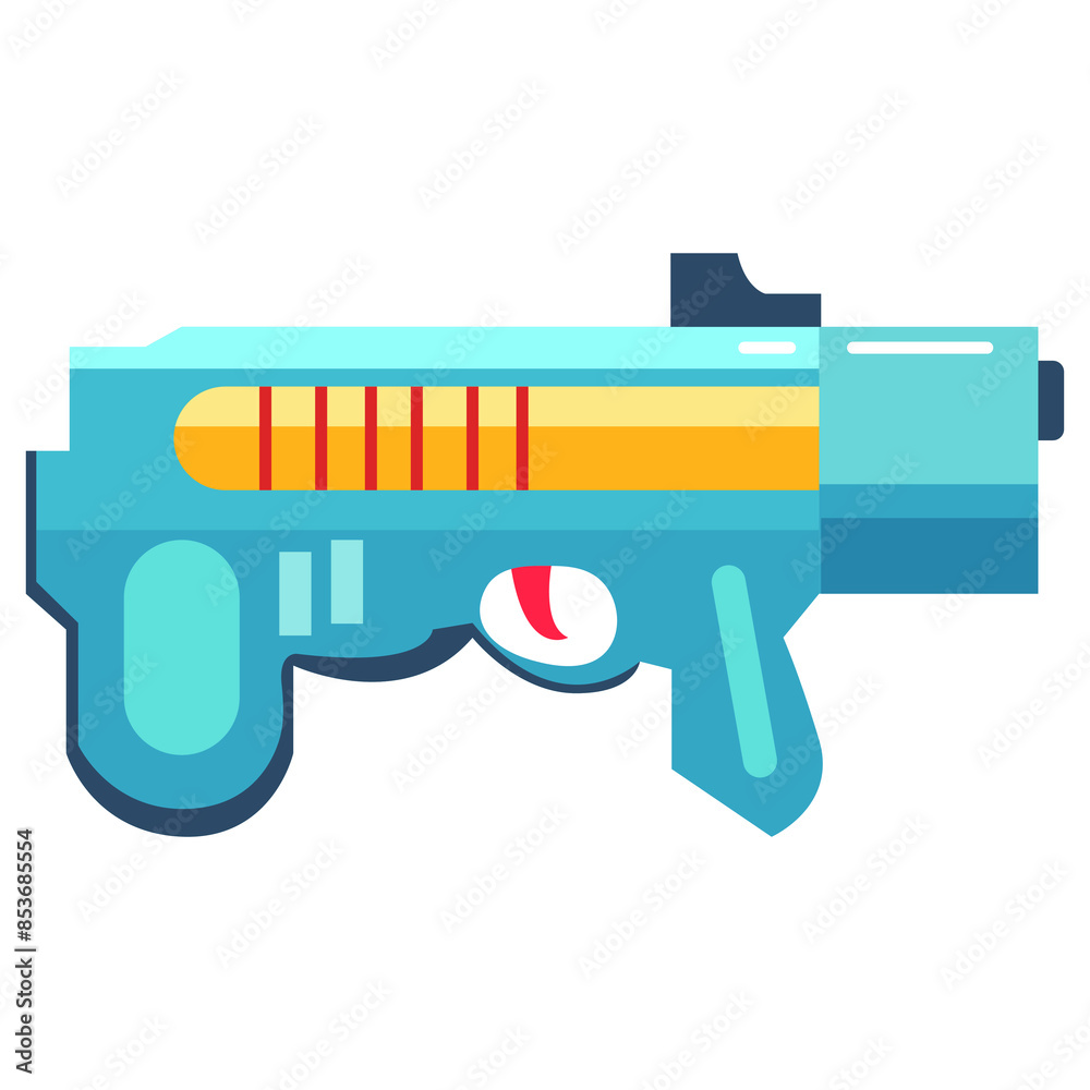 Modern futuristic gun vector illustration, blue blaster laser gun ...