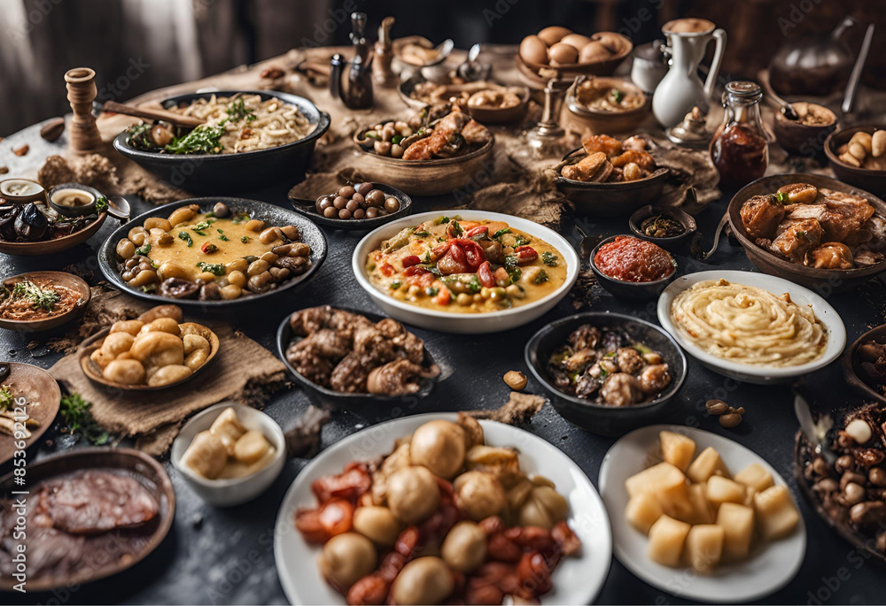 Culinary across a continent with dishes and ingredients representing ...