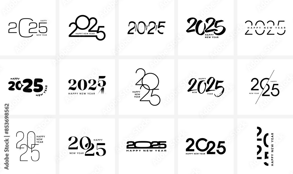 Vetor 2025 set. New Year vector logo collection do Stock | Adobe Stock