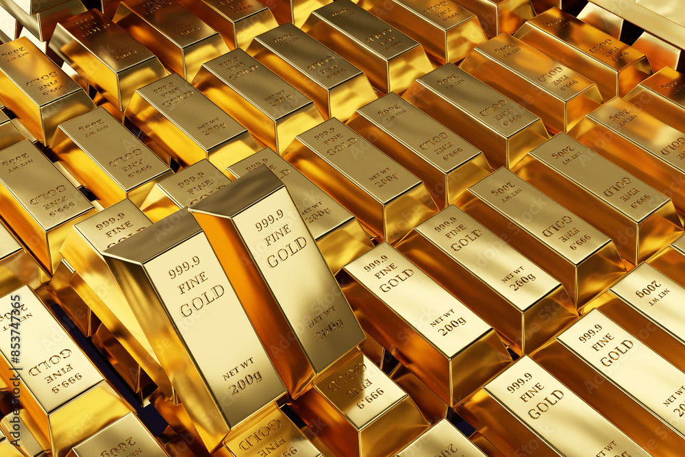 Gold background. Precious bullion close-up. 999 standard gold. Golden ...