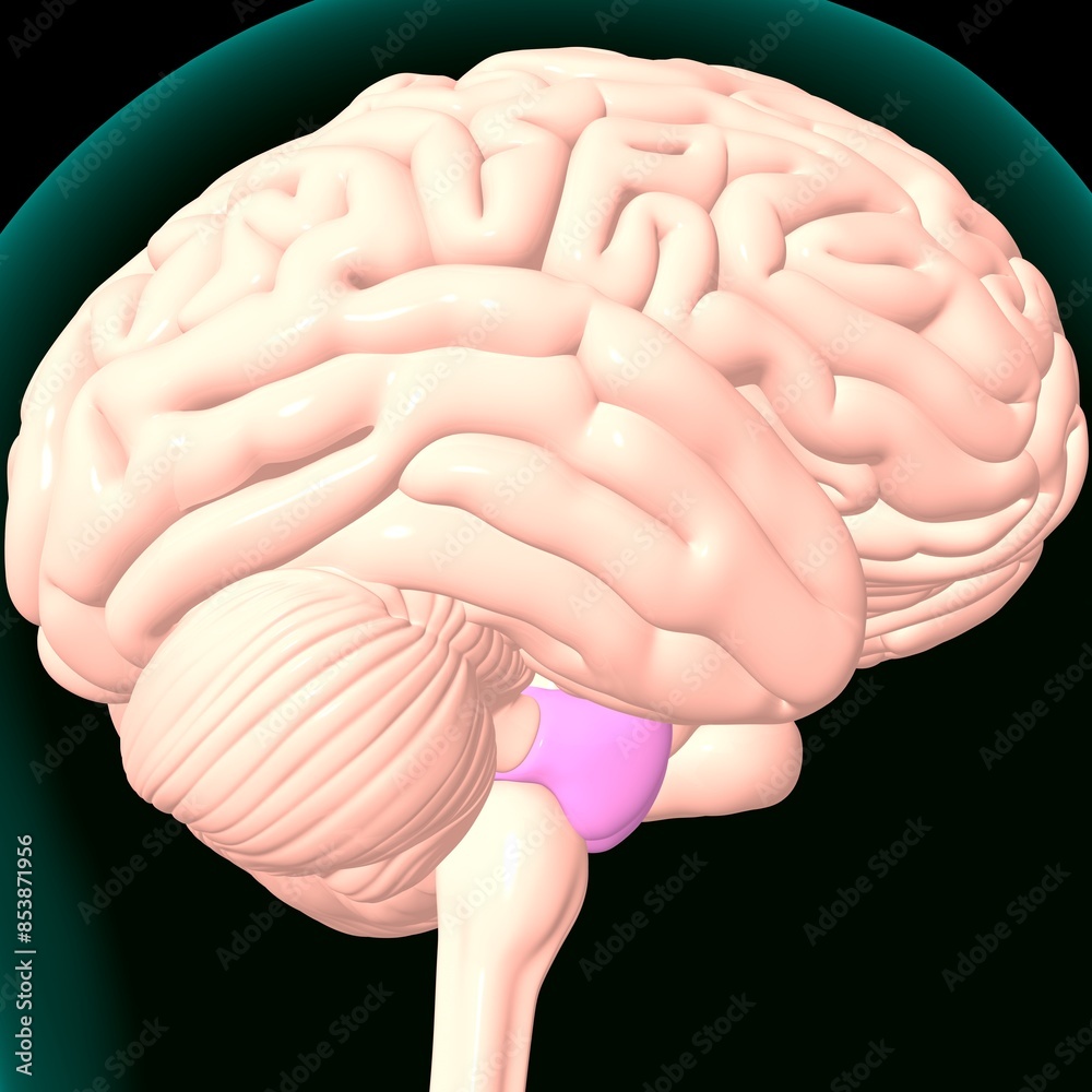 human brain, cerebellum and thalamus anatomy. 3d illustration Stock ...