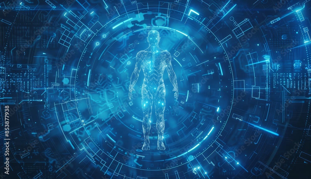 Stunning futuristic holographic interface with body scan for health ...