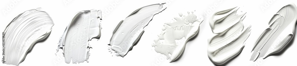 Collection of white, blob paint ink liquid smudge swatch cream gel wax ...