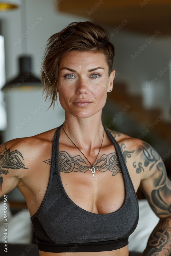 Beautiful Tall Muscular 40 Year Old Woman Short Brown Hair In 9913
