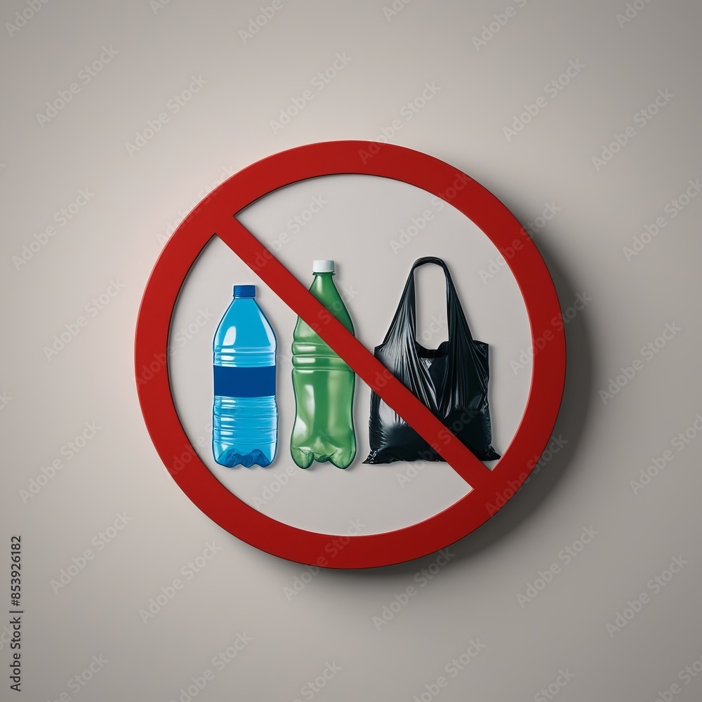 Stop plastic. Stop using single use plastic. Say no to plastic. Stock ...