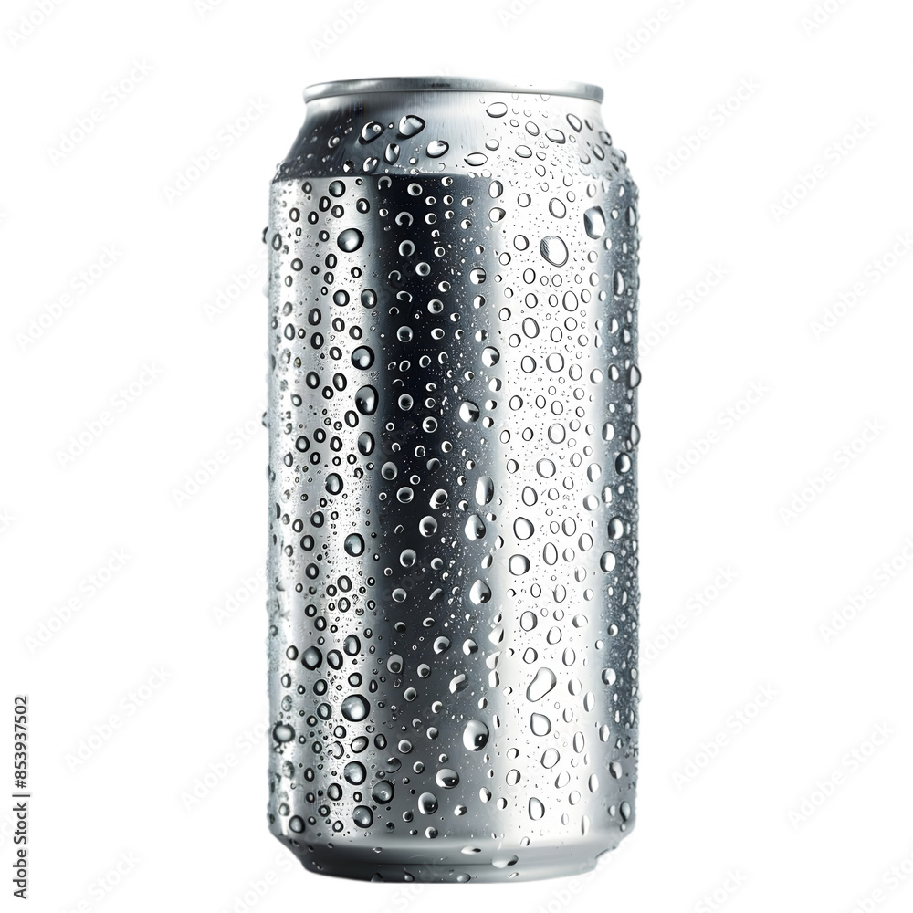 Silver Soda Can with Condensation,cutout on transparent backgrounds ...