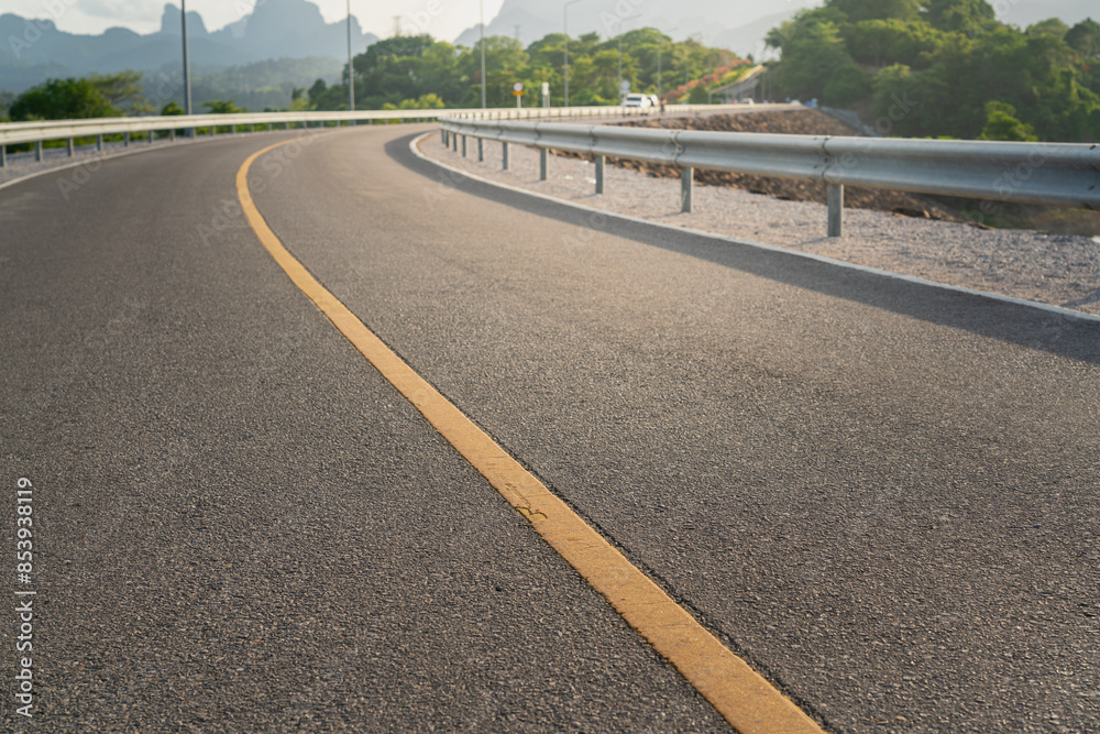Roadside metal rail barrier structure which is installed on side of the ...