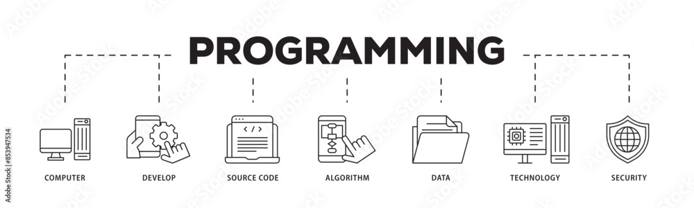 Programming icon infographic illustration concept with icon of computer ...