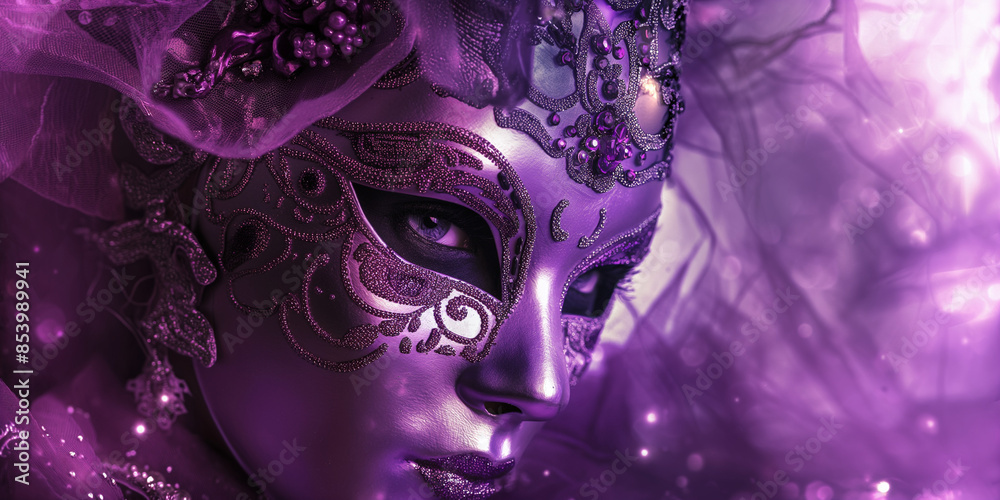 Lila Venezianische Karneval Fasching Maske Handgemacht Hintergrund ...