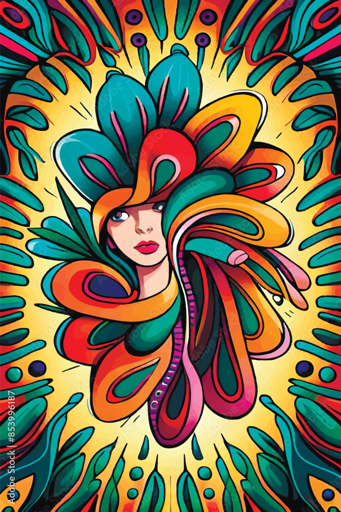 Adobe IllustrA series of backgrounds featuring women's portraits in 70s ...