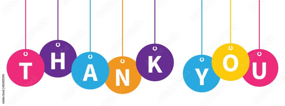 Thank you banner round hanging vector design Stock Vector | Adobe Stock