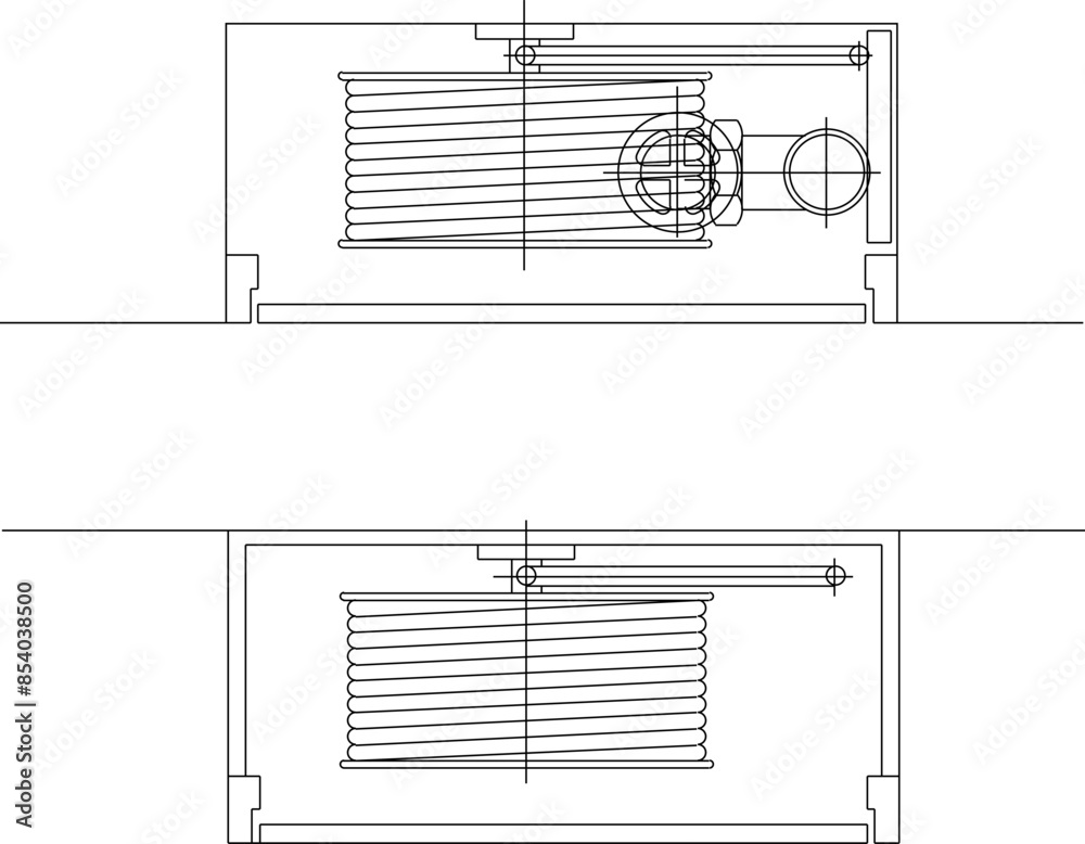 Vector silhouette illustration sketch drawing of fire hose reel cabinet ...