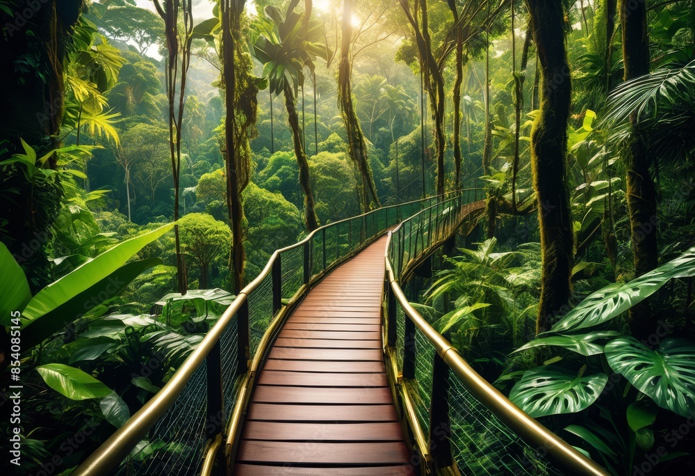 lush rainforest canopy walkway serenity jungle greenery nature ...
