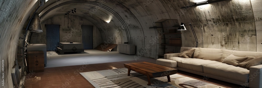 bomb shelter living room interior design, Stock Photo | Adobe Stock