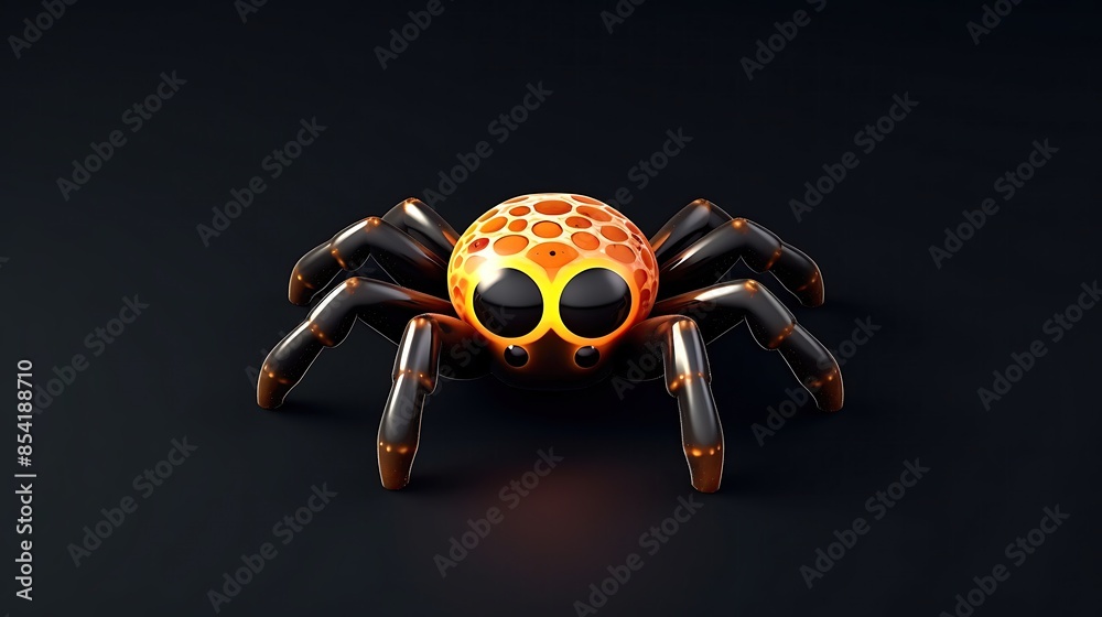 3D rendering of a cute and friendly cartoon spider. The spider has a ...