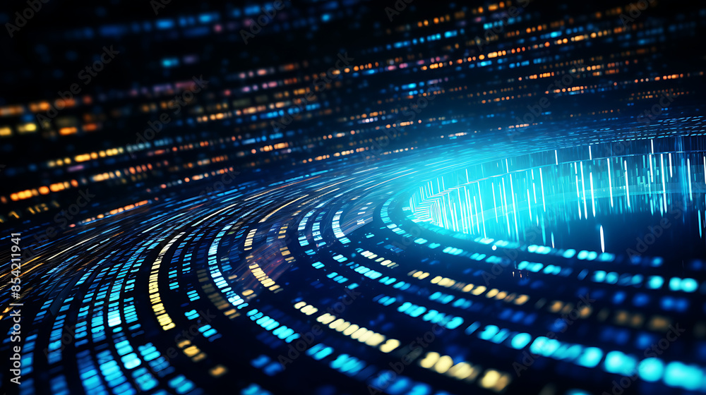 Digital binary code matrix background, 3D rendering, simple abstract design pattern concept ...