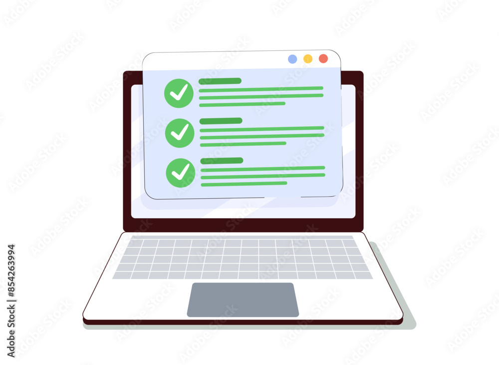 Illustration related to network, internet. Checklist browser window. Check mark. Choice, survey ...