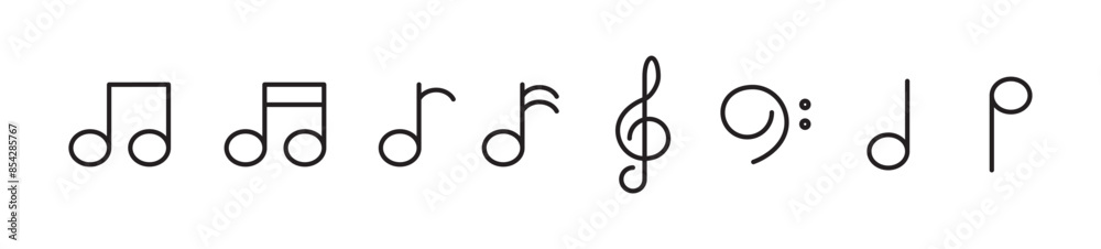 Simple musical notes icons vector illustration . Set of music notes ...